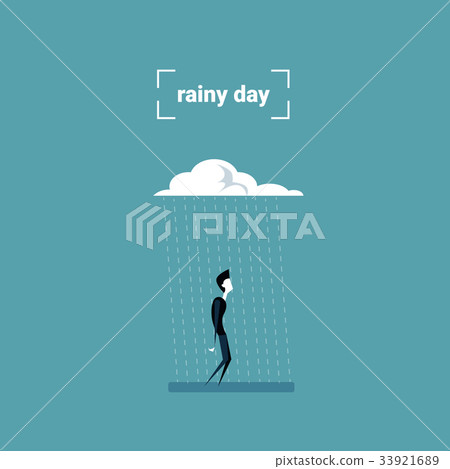 Business Man Standing Under Rain Cloud Rainy Day - Stock Illustration ...