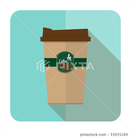 Coffee Cup Icon With Long Shadow Icon. - Stock Illustration [33935284 ...
