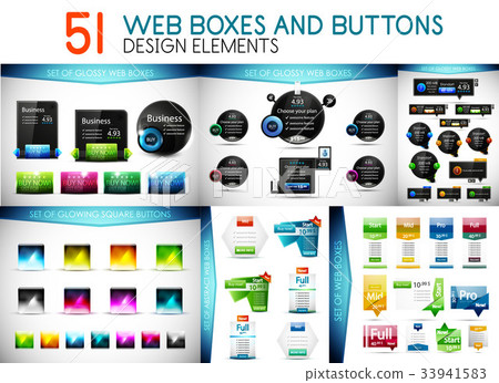 Mega collection of web design boxes and buttons - Stock Illustration ...