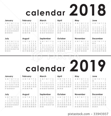 Year 2018 2019 calendar vector - Stock Illustration [33943937] - PIXTA