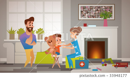 father is very worried and afraid for his child - Stock Illustration ...