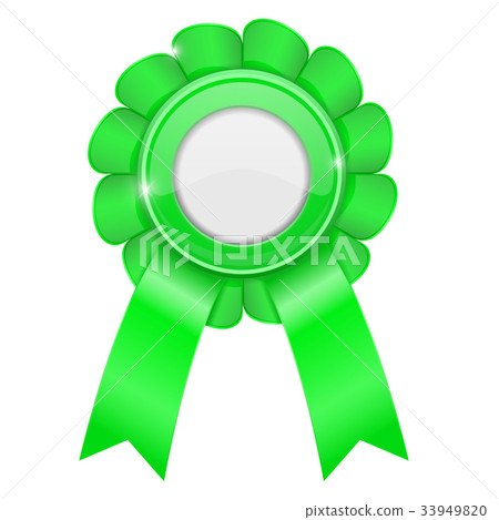 Green award sign. Shiny 3d prize symbol with white - Stock Illustration ...