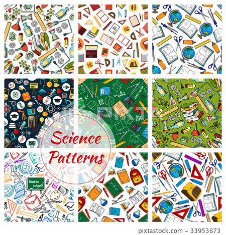 Science, research and education seamless patterns - Stock Illustration ...
