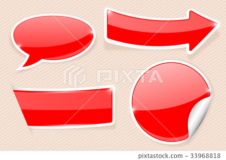 Red shiny stickers on beige background - Stock Illustration [33968818 ...