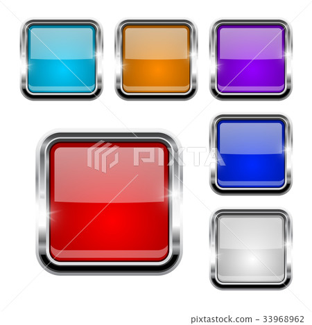 Square glass buttons with metal frame - Stock Illustration [33968962 ...