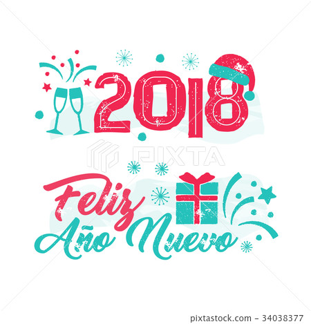 Feliz Ano Nuevo - Happy New Year Spanish language. - Stock Illustration ...