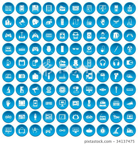 100 device app icons set blue - Stock Illustration [34137475] - PIXTA