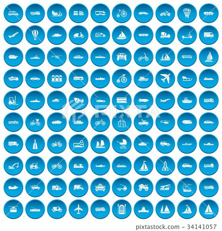 100 transportation icons set blue - Stock Illustration [34141057] - PIXTA