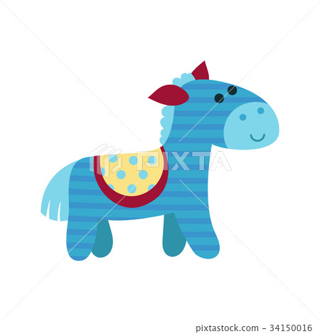 Cute cartoon blue horse animal toy, colorful - Stock Illustration ...