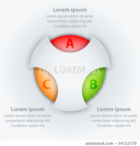 Colorful circle three topics in 3d white circle - Stock Illustration ...
