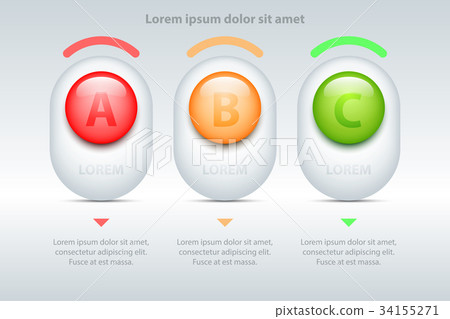Colorful Three topics 3d marble circle on square - Stock Illustration ...