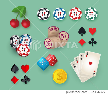 Big set, collection of casino, gambling symbols - Stock Illustration ...