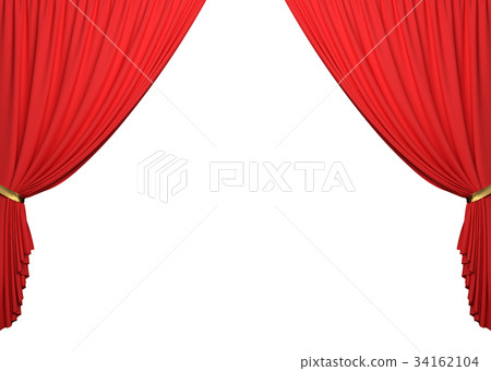 Open red curtains on white background. - Stock Illustration [34162104 ...