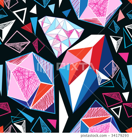 Seamless geometric pattern of triangles - Stock Illustration [34179293 ...