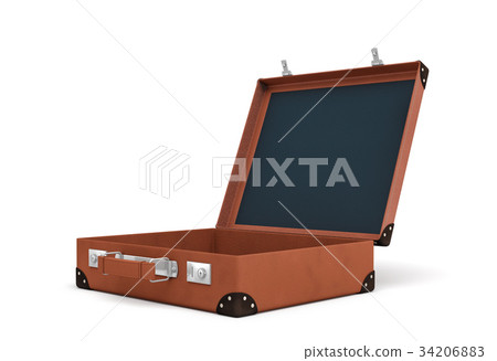 3d rendering of an open brown retro suitcase - Stock Illustration ...