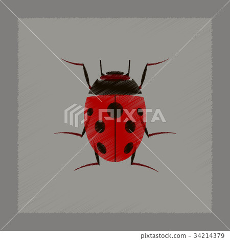 flat shading style illustration insect ladybug - Stock Illustration ...
