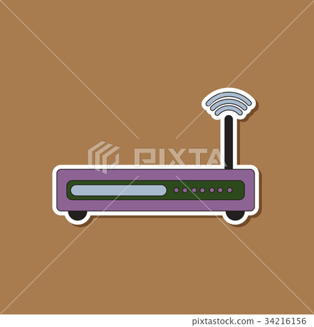 paper sticker on background of Wi fi modem - Stock Illustration ...