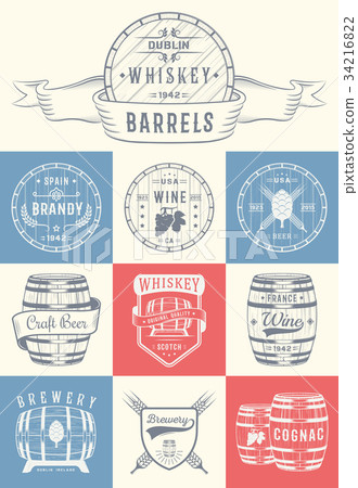 Set of Vector Cask Alcohol Emblems - Stock Illustration [34216822] - PIXTA