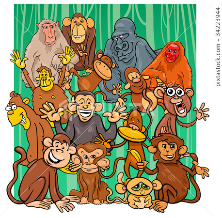 cartoon monkey characters group - Stock Illustration [34223944] - PIXTA