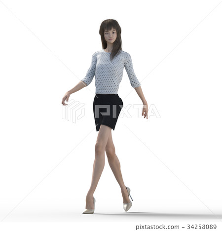 A woman with beautiful legs to pose perming3DCG... - Stock Illustration ...