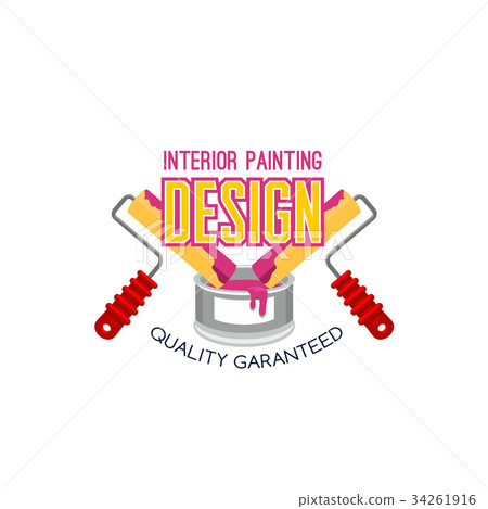 Painting service icon design with paint and roller - Stock Illustration ...
