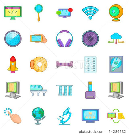 Tech icons set, cartoon style - Stock Illustration [34284582] - PIXTA