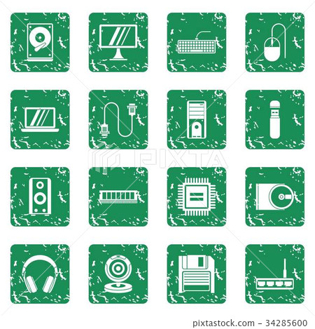 Computer icons set grunge - Stock Illustration [34285600] - PIXTA