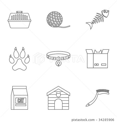 Cat toys icons set, outline style - Stock Illustration [34285906] - PIXTA