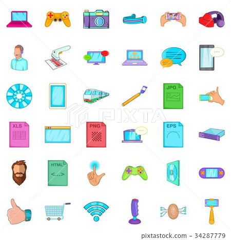 Working app icons set, cartoon style - Stock Illustration [34287779 ...