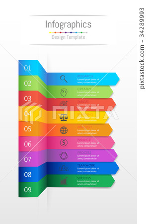 Infographic design elements with 9 options - Stock Illustration ...