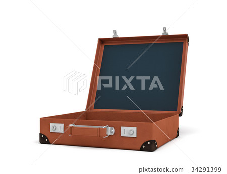 3d rendering of an open brown retro suitcase - Stock Illustration ...