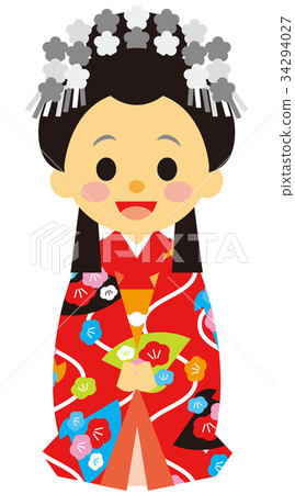 Edo period period play samurai female princess - Stock Illustration ...