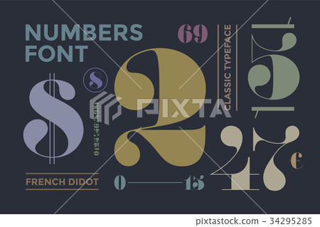 Font of numbers in classical french didot - Stock Illustration ...