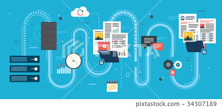 Shared data. Download files safely. Vector design. - Stock Illustration [34307189] - PIXTA