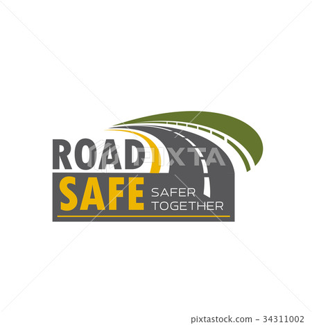 Road safety icon design with highway turn - Stock Illustration ...