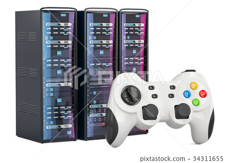 Game Servers concept with gamepad, 3D rendering - Stock Illustration ...