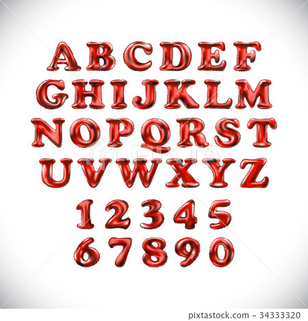 red English alphabet numerals balloons vector - Stock Illustration ...