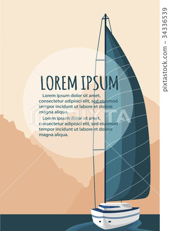 Yacht club flyer design with sail boat - Stock Illustration [34336539 ...