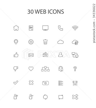 30 Grey Color Simple Web Icons - Stock Illustration [34336822] - PIXTA