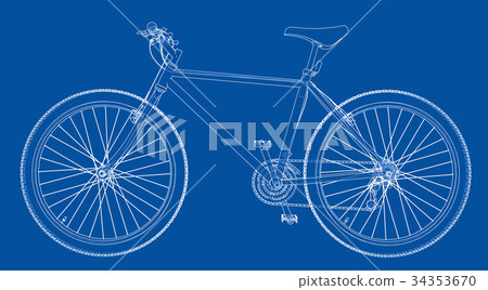 Bicycle. Wire-frame style. Vector - Stock Illustration [34353670] - PIXTA