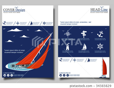 Yacht club flyer design with sail boat - Stock Illustration [34383829 ...