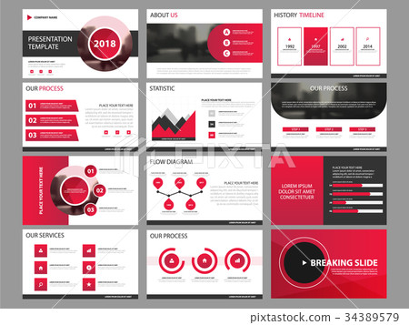 Red presentation infographic elements template - Stock Illustration ...