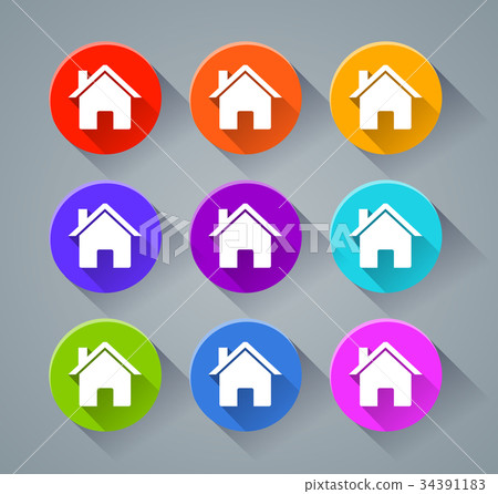 home icons with various colors - Stock Illustration [34391183] - PIXTA