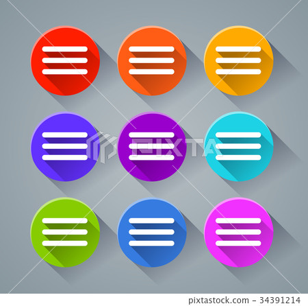 three lines icons with various colors-插圖素材 [34391214] - PIXTA圖庫