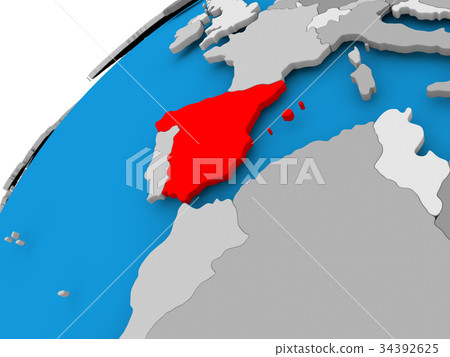 Map of Spain in red-插圖素材 [34392625] - PIXTA圖庫