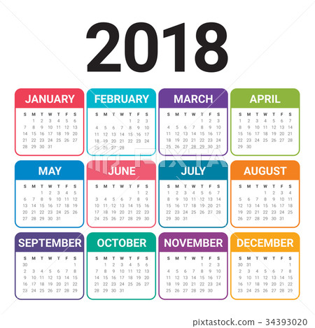 Year 2018 calendar vector design template - Stock Illustration ...