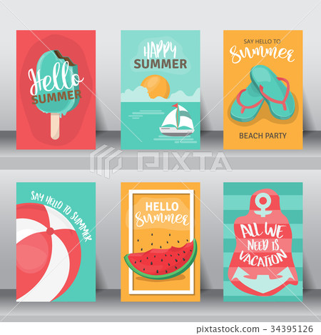 summer greeting card set - Stock Illustration [34395126] - PIXTA