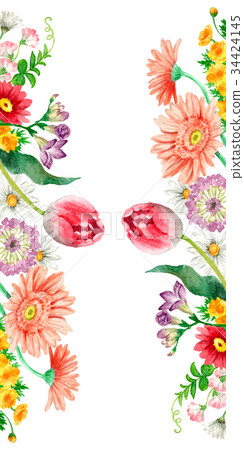 Spring flower vertical border frame - Stock Illustration [34424145] - PIXTA