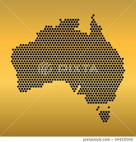 Australia Map of circle shape gradient gold - Stock Illustration ...