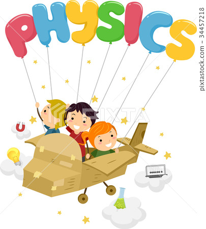 Stickman Kids Physics Plane Elements - Stock Illustration [34457218 ...
